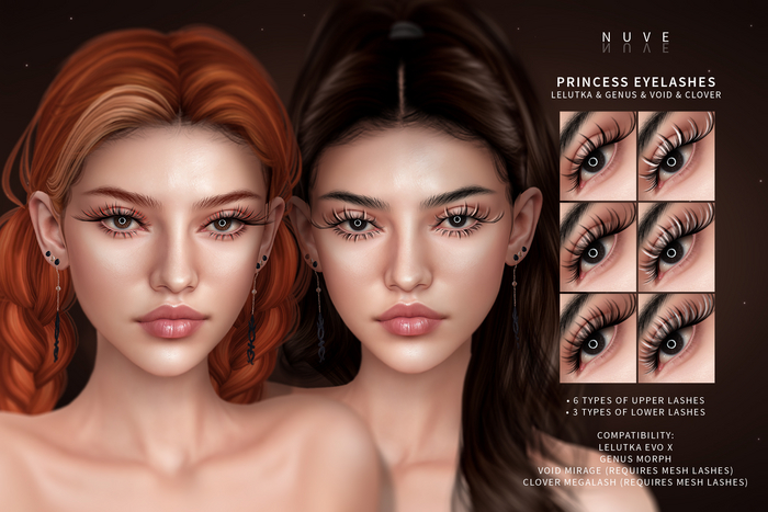 Second Life Marketplace - Nuve. Princess Eyelashes - Genus MORPH